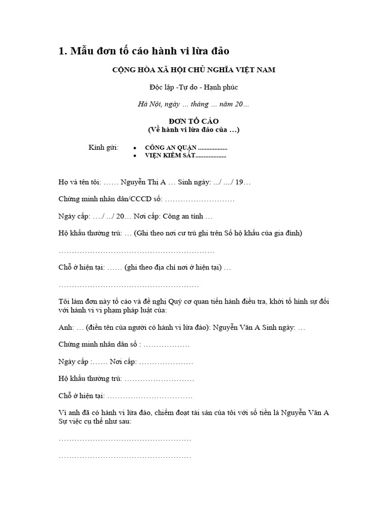 Mau Don To Cao Hanh VI Lua Dao Chiem Doat Tai San | PDF