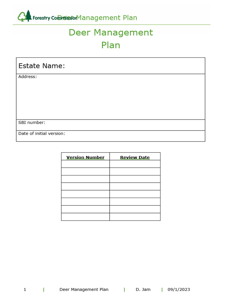 WS1 Deer Management Plan Template | PDF | Deer