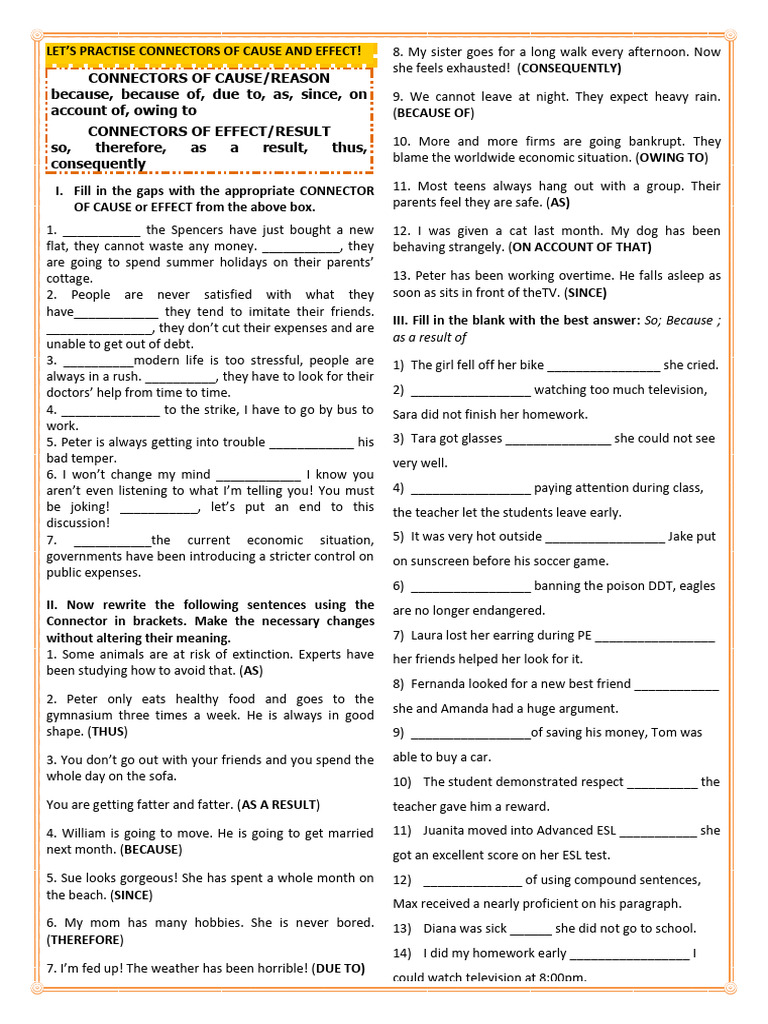 Cause and Effect Linkers-Ss | PDF | Games & Activities | Social Science