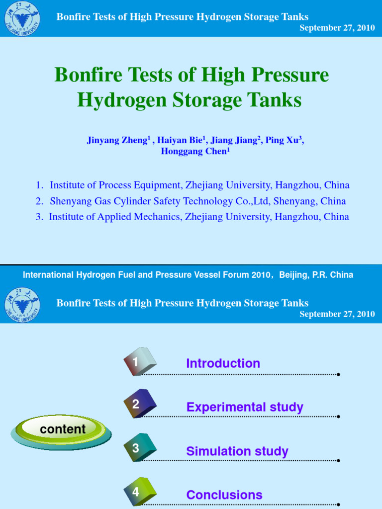 Bonfire Testing of Hydrogen Tanks | PDF | Hydrogen | Gases