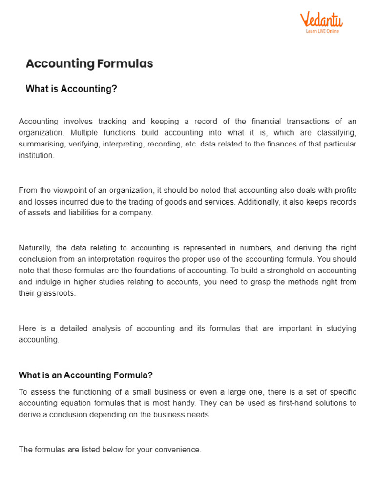 Accounting Formulas | PDF