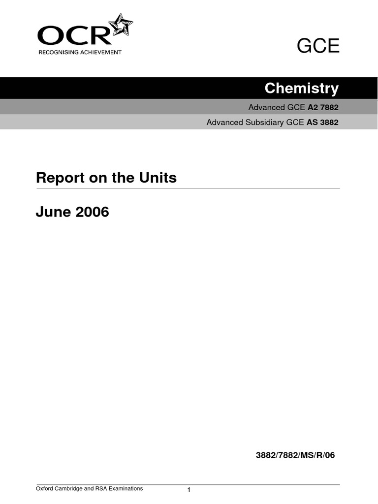 L A Level Chemistry CER Jun 2006 | PDF | Chemical Bond | Ion
