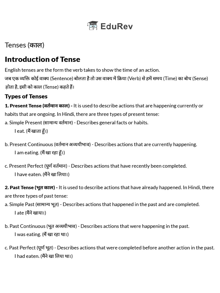 Comprehensive Guide to English Tenses | PDF | Grammatical Tense ...