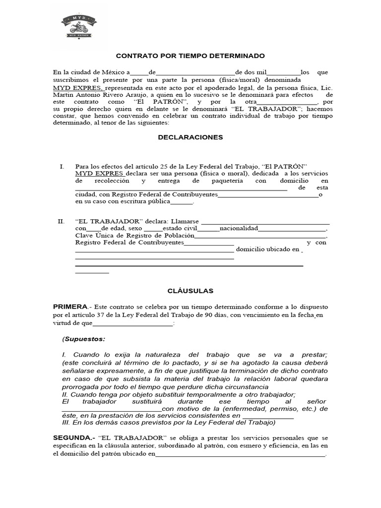 MACHOTE Contrato tiempo determinado | PDF | Salario | Personal