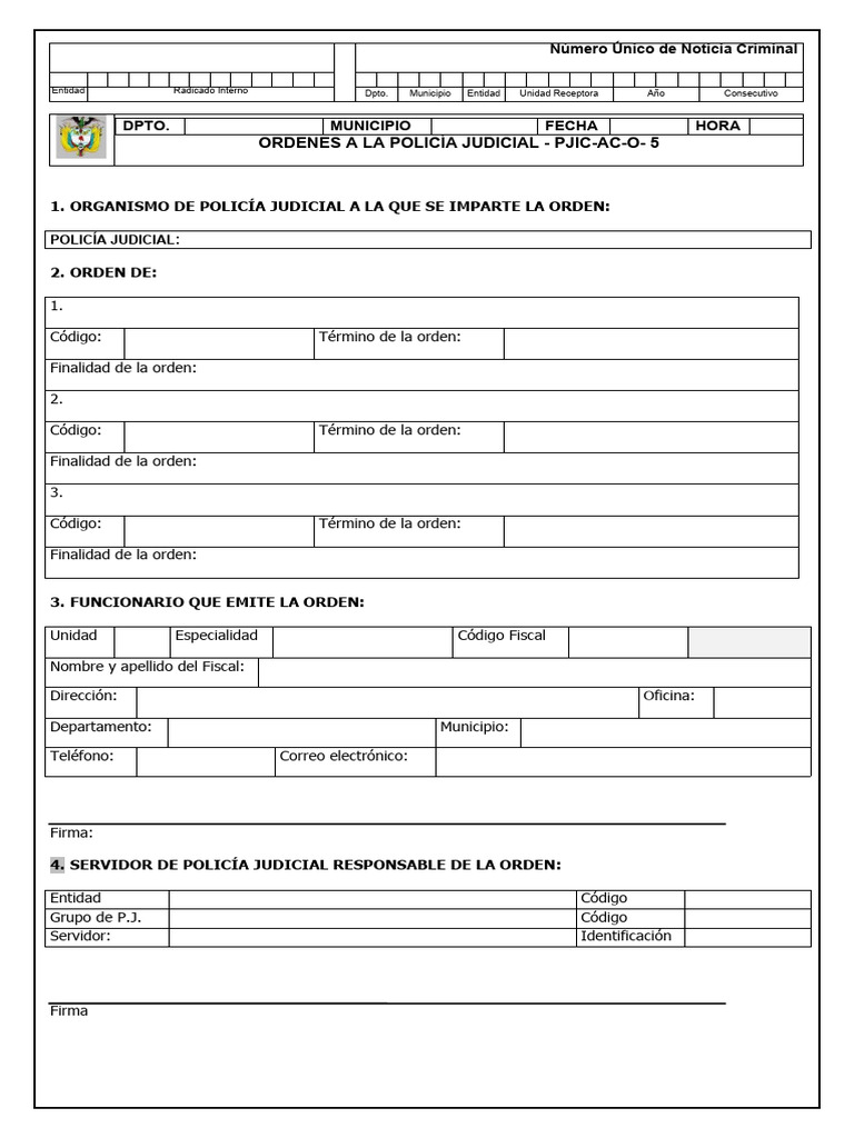 Formato de Orden a Policía Judicial | PDF
