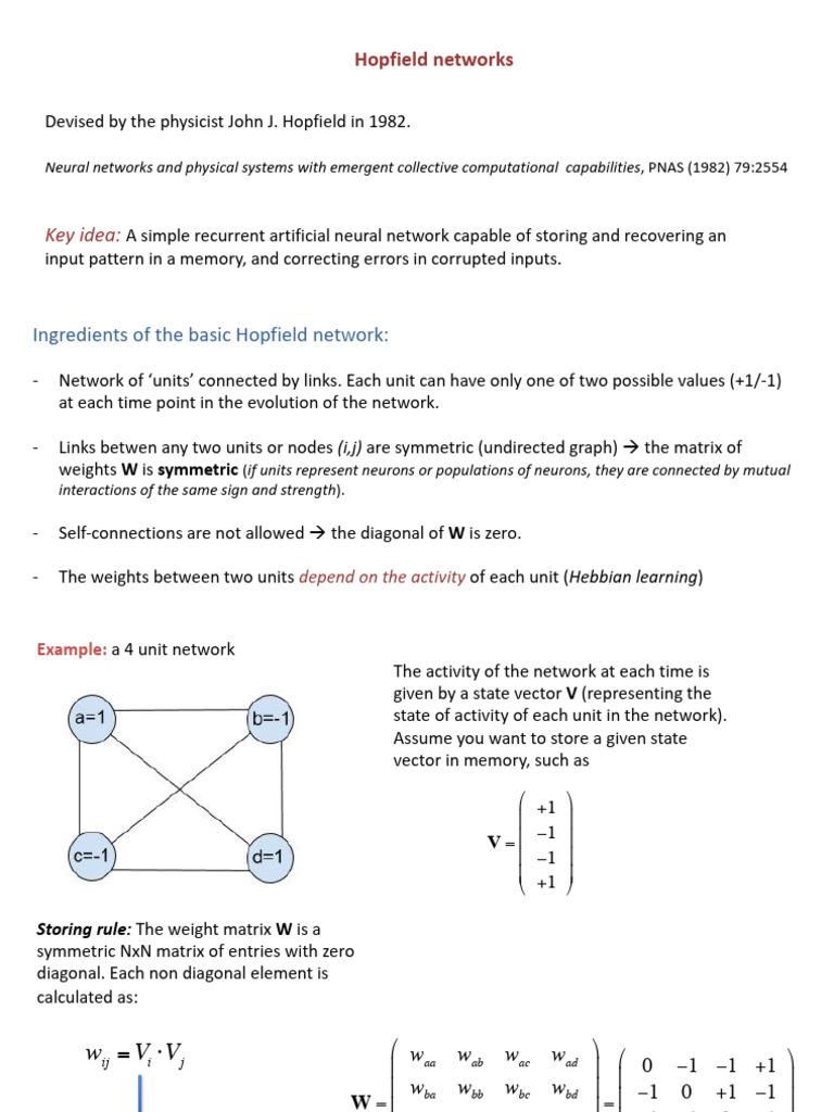 Hopfield Networks | Download Free PDF | Artificial Intelligence | Intelligence (AI) & Semantics