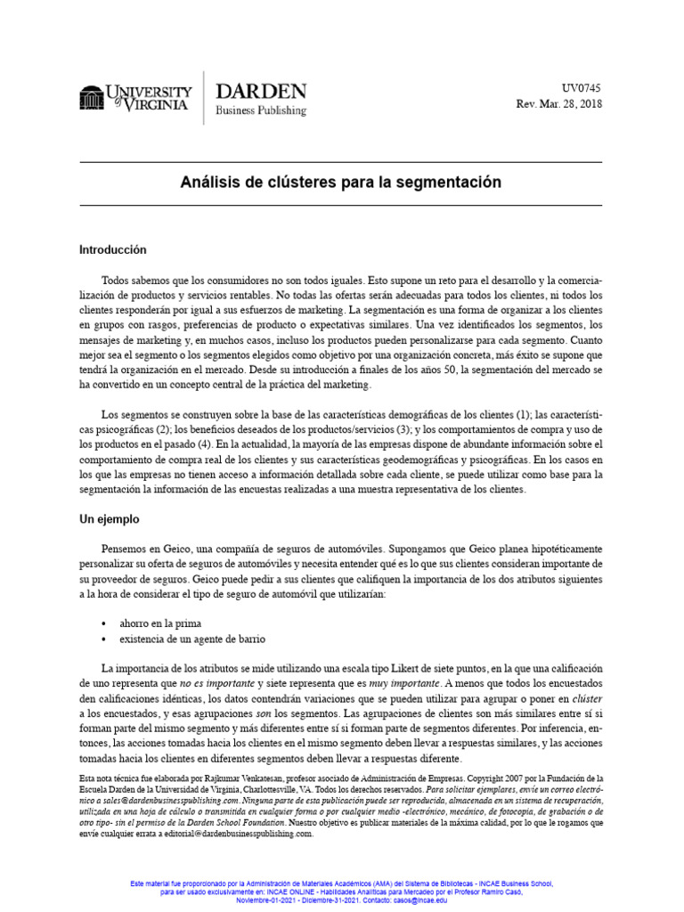 ESP - Cluster Analysis for Segmentation | PDF | Grupo de computadoras | Marketing