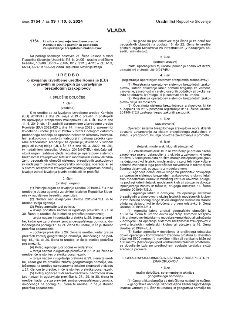 Uradni List RS - 039 - 2024, Uredbeni Del | PDF