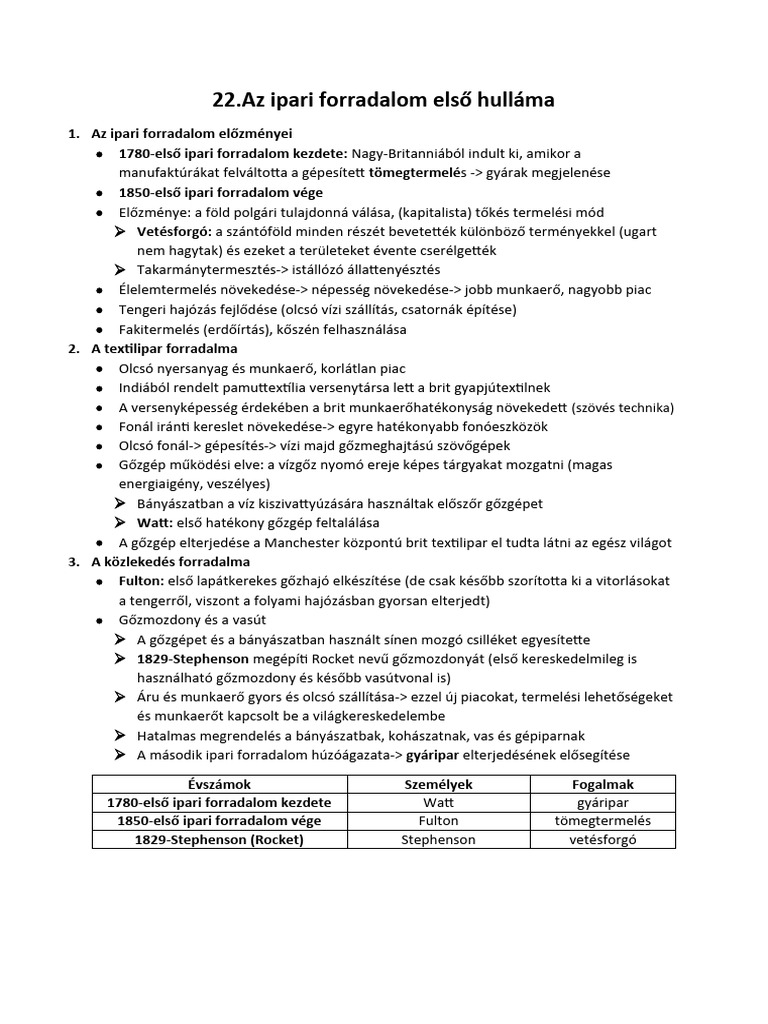 22.az Ipari Forradalom Első Hulláma | PDF