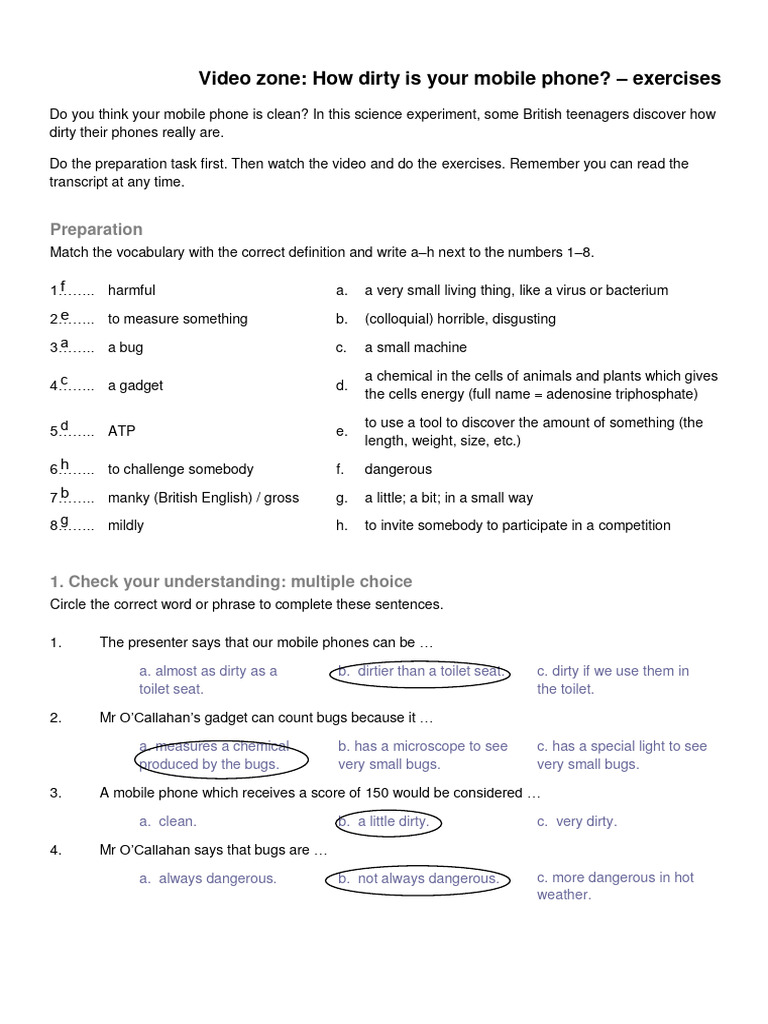 How Dirty Is Your Mobile Phone Exercises | PDF