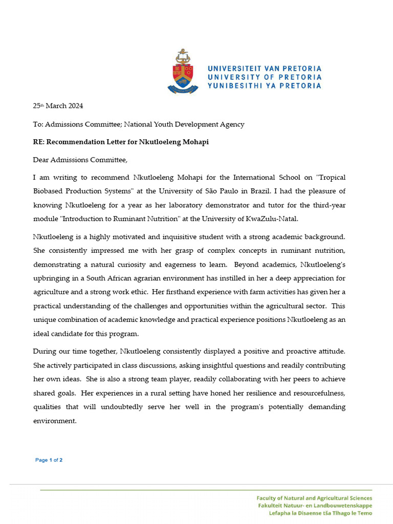 Recommendation Letter For NM | PDF