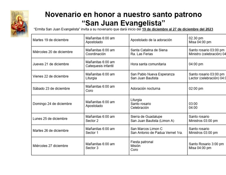 Novenario en Honor A Nuestro Santo Patrono | PDF | Adoración ...