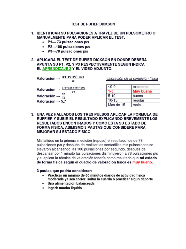 Test de Rufier Dickson | PDF