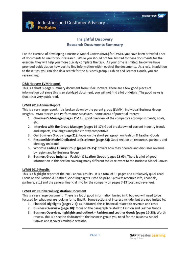 Insightful Discovery-LVMH Research Documents Cheat Sheet | PDF | Human ...