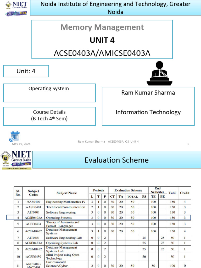 UNIT 4 - MEMORY MANAGEMENT Lecture 1 and 2 | PDF | Process (Computing ... UNIT 4 - MEMORY MANAGEMENT Lecture 1 and 2 | PDF | Process (Computing ...