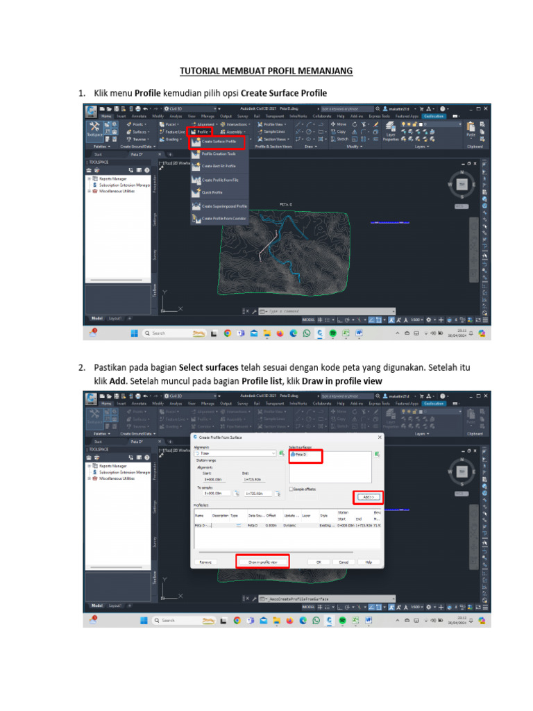 Tutorial Membuat Profil Memanjang | PDF