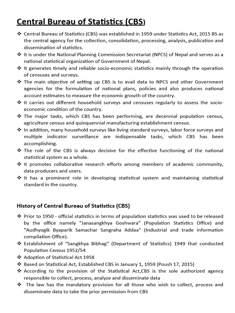 Central Bureau of Statistics (CBS) | PDF | Economies