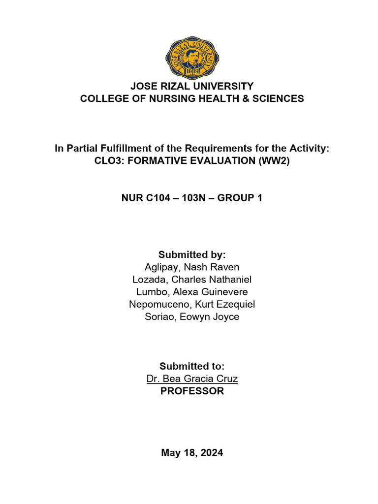 Clo3 Formative Evaluation (WW2) - Group 1 | PDF | Foods | Fat