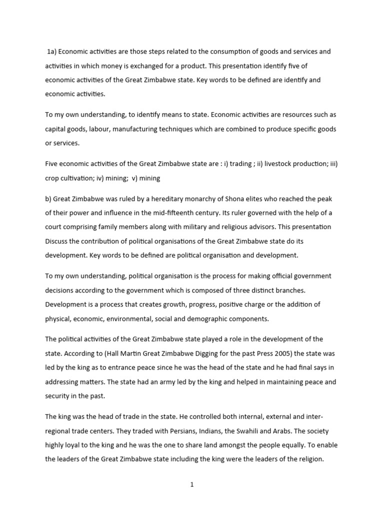Great Zimbabwe State | PDF | Economics | Zimbabwe