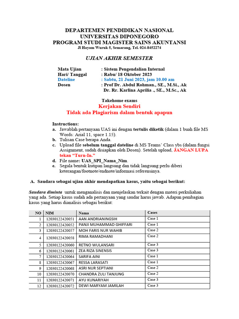 Uas Spi Kasus Take Home | PDF