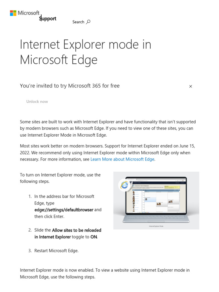 Internet Explorer Mode in Microsoft Edge - Microsoft Support | PDF ...