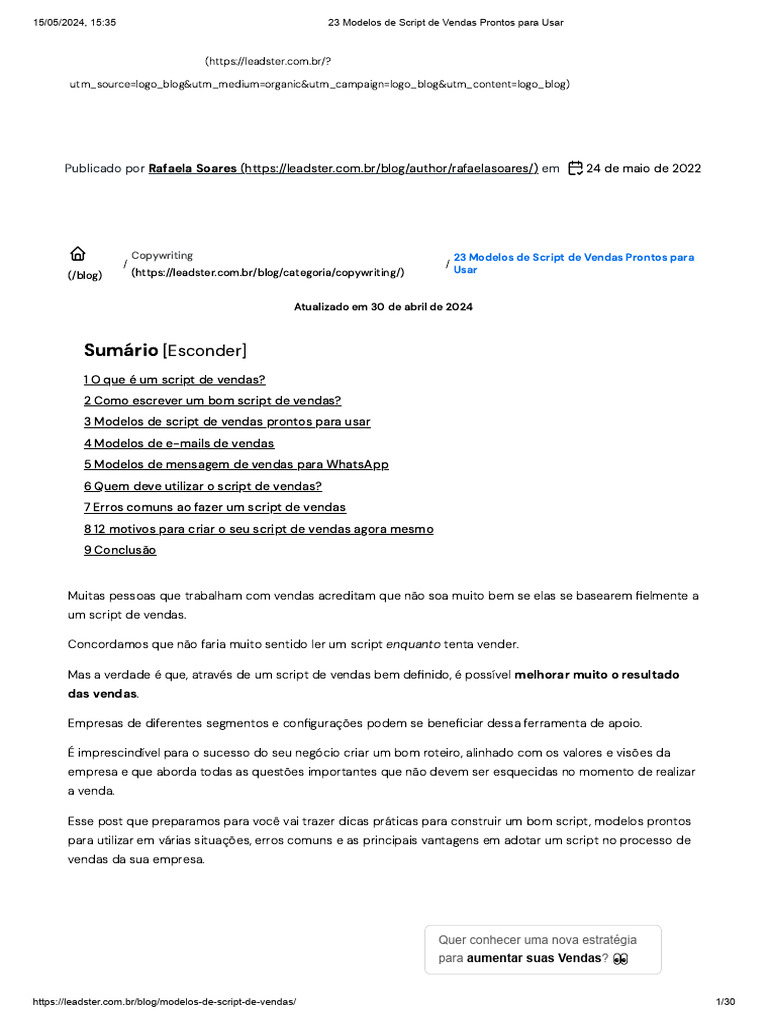 23 Modelos de Script de Vendas Prontos para Usar | PDF | Business