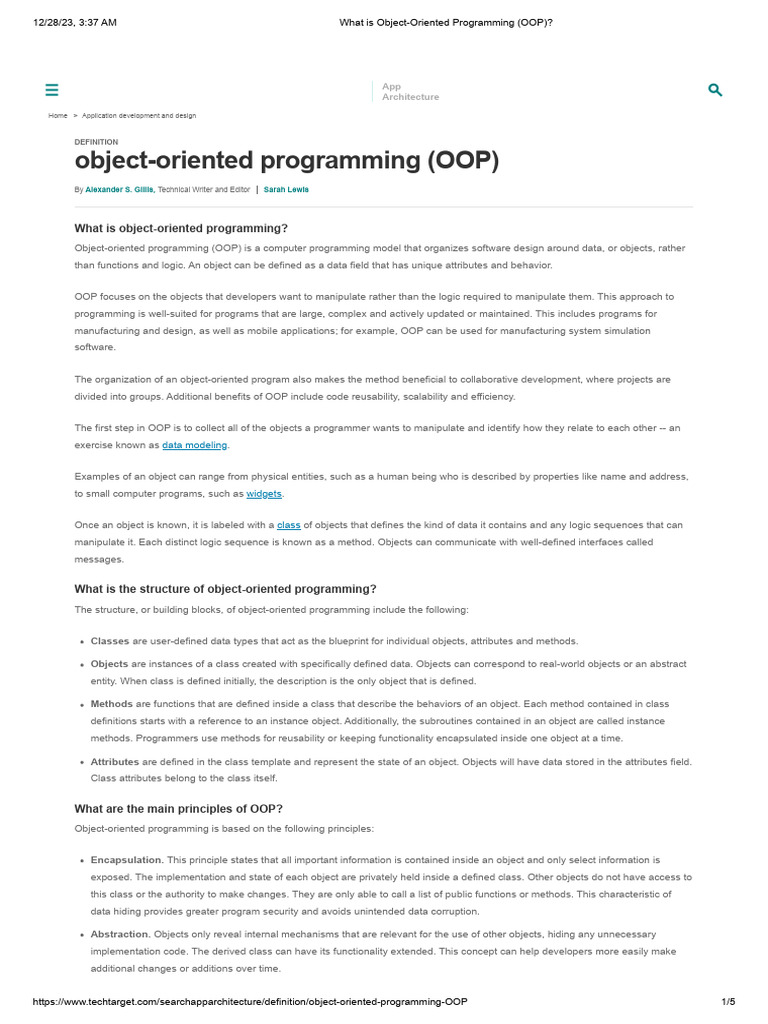 What Is Object Oriented Programming Oop Pdf Object Oriented Programming Class Computer