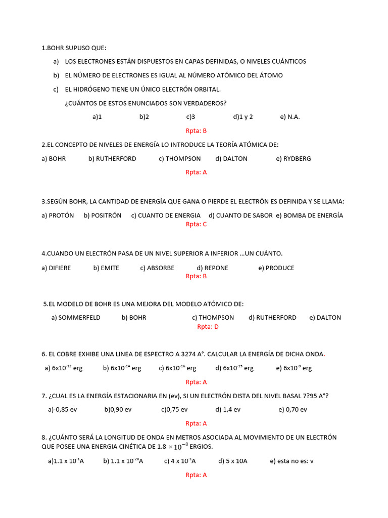 Examen de 5to Semanal 29 Abril | PDF | Electrón | Fenomeno fisico
