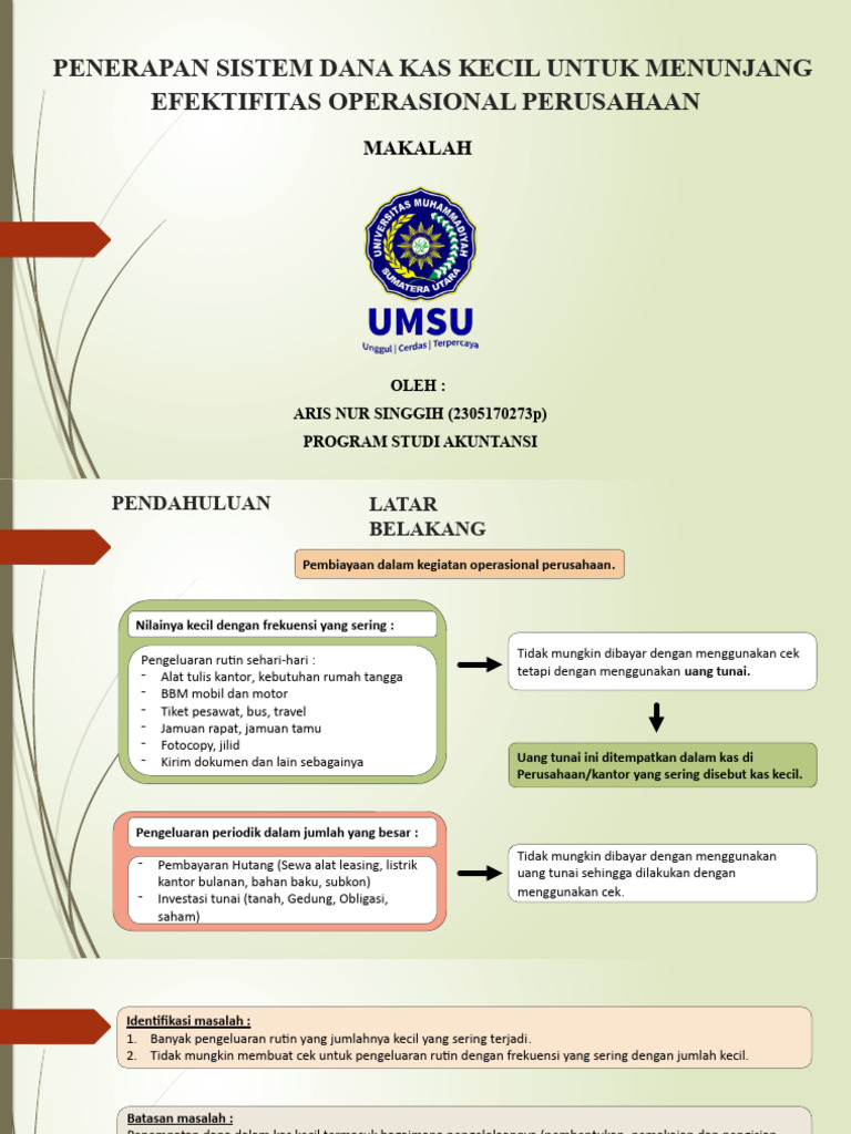 Presentasi Kas - Aris Nur Singgih - 2305170273P | PDF | Pengelolaan Keuangan & Uang | Hukum