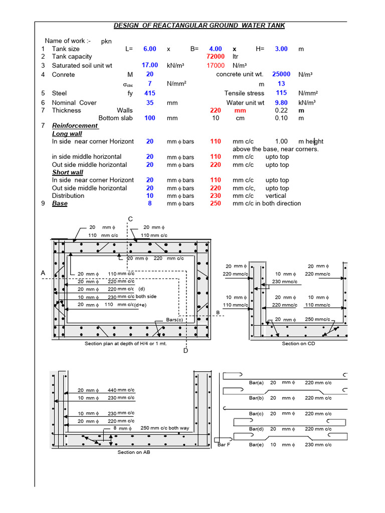 Ractangular Groundمعدل Water Tank | PDF | Building Technology | Building Materials