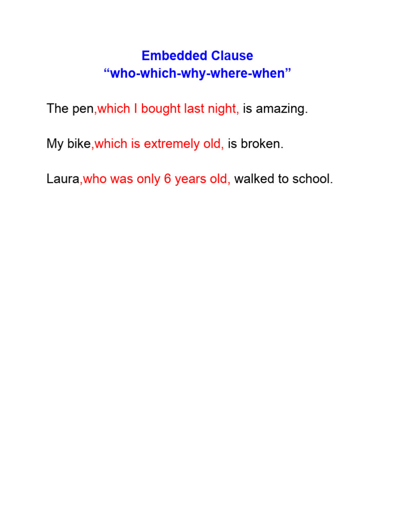 Embedded Clause "Who Which Why Where When" | PDF