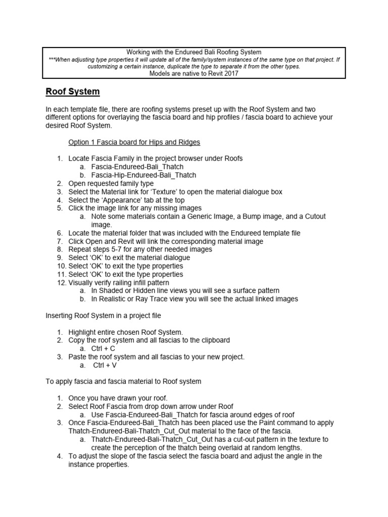 Working With The Endureed Bali Roofing System | PDF | Autodesk Revit | Roof