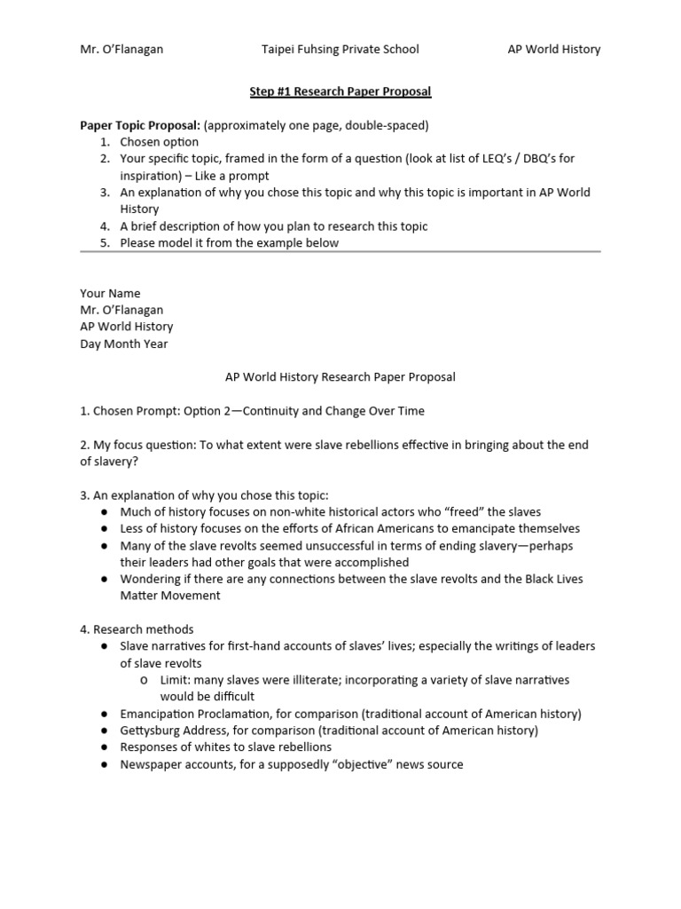AP World History Research Proposal Guide | PDF