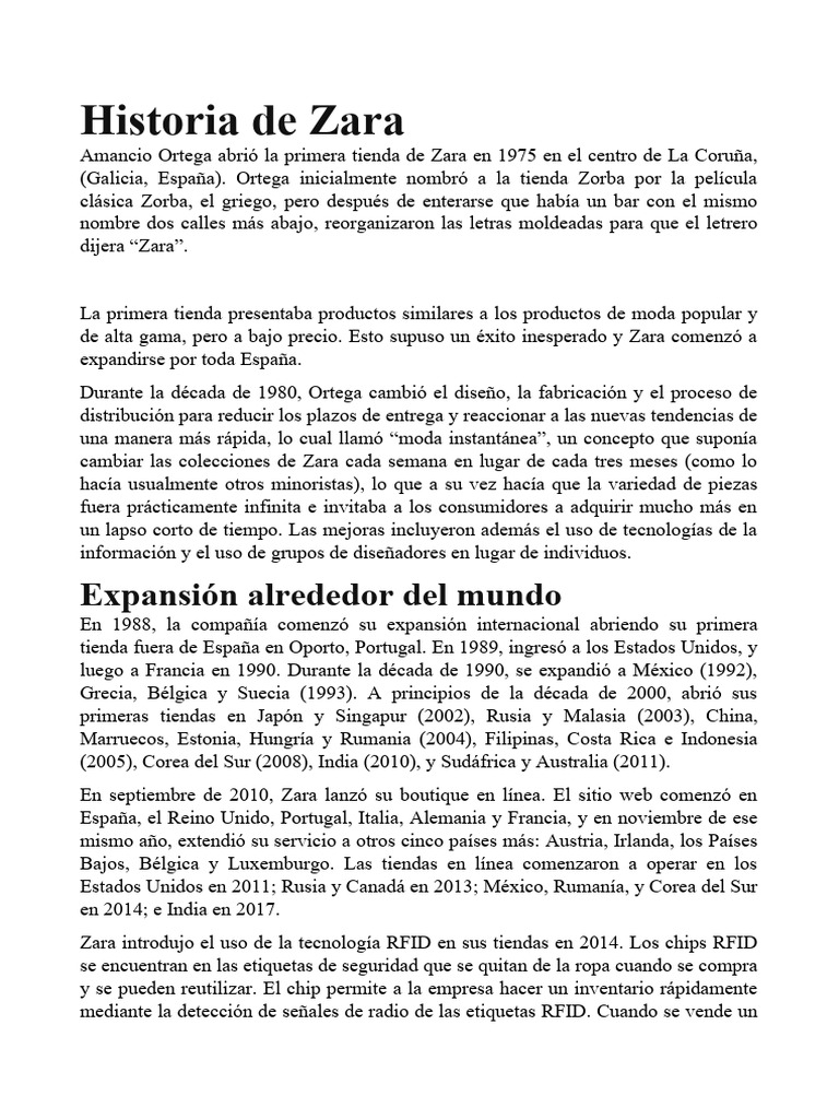 Zara Historia | PDF