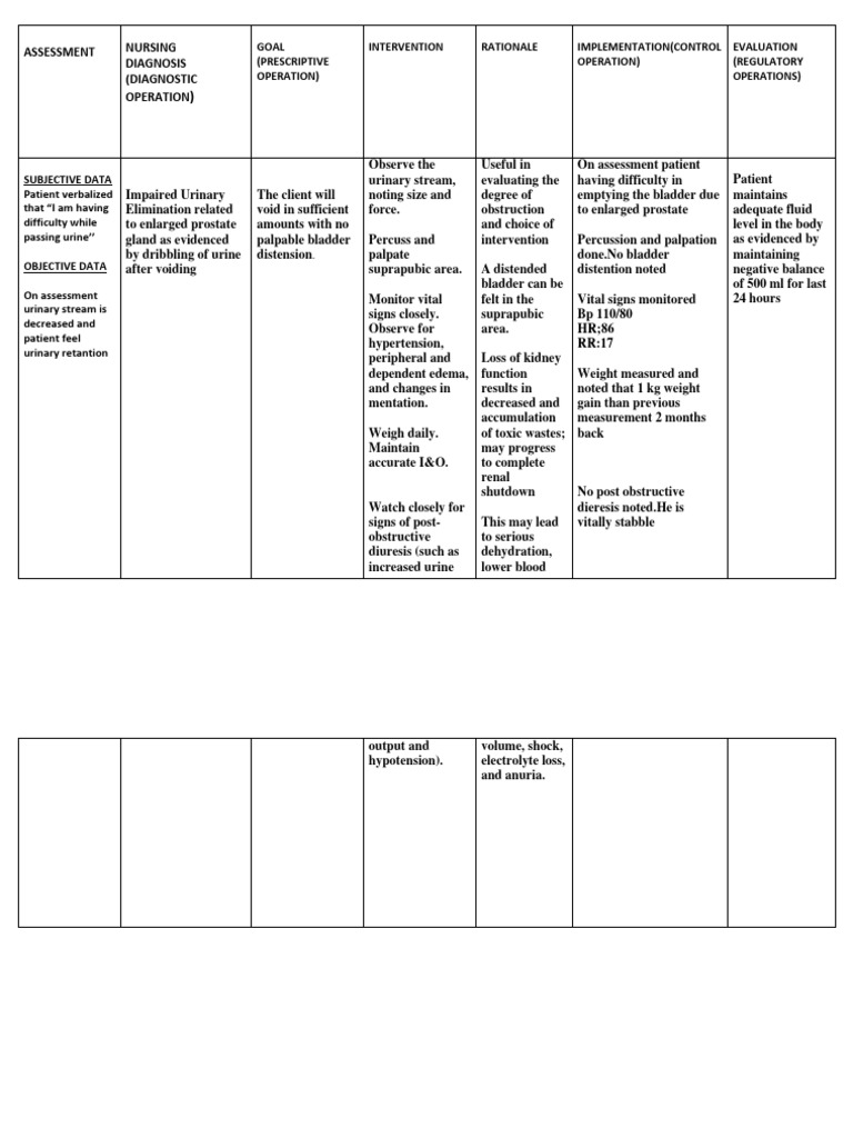 CARE PLAN Urinary Obstruction | PDF | Urinary System | Urine
