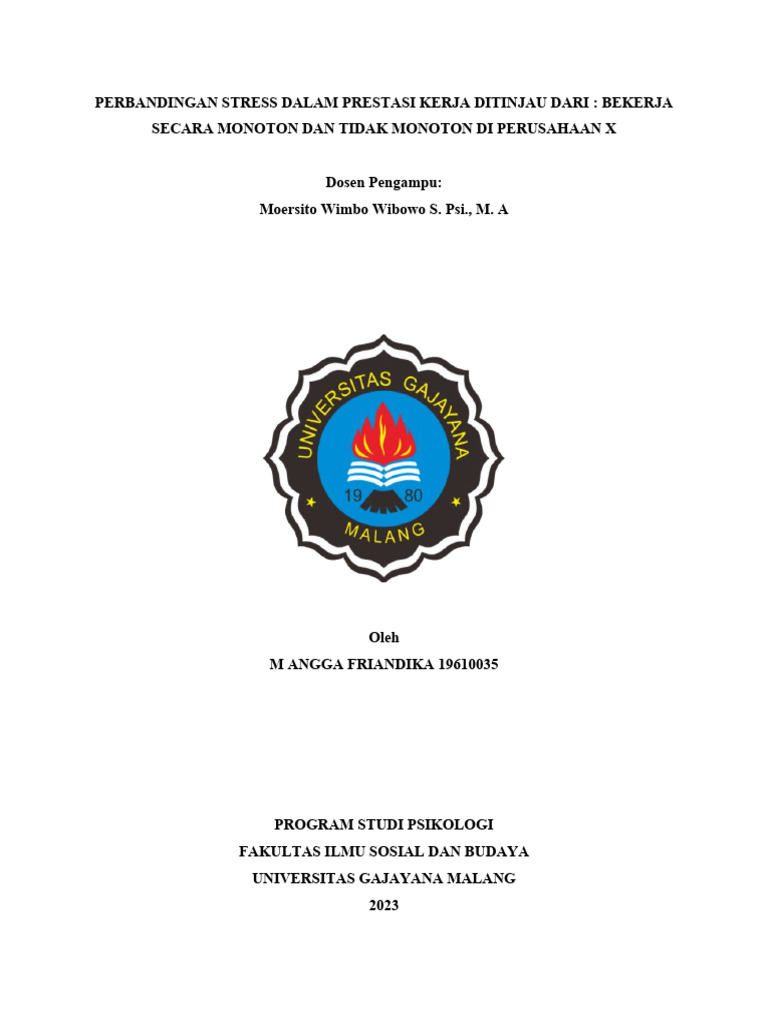 Stres Kerja: Monoton vs Tidak Monoton | PDF