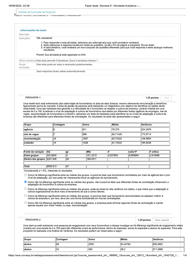 Semana 5 - Estatistica Comresp - Atividade Avaliativa | PDF | Gestão de ... Semana 5 - Estatistica Comresp - Atividade Avaliativa | PDF | Gestão de ...