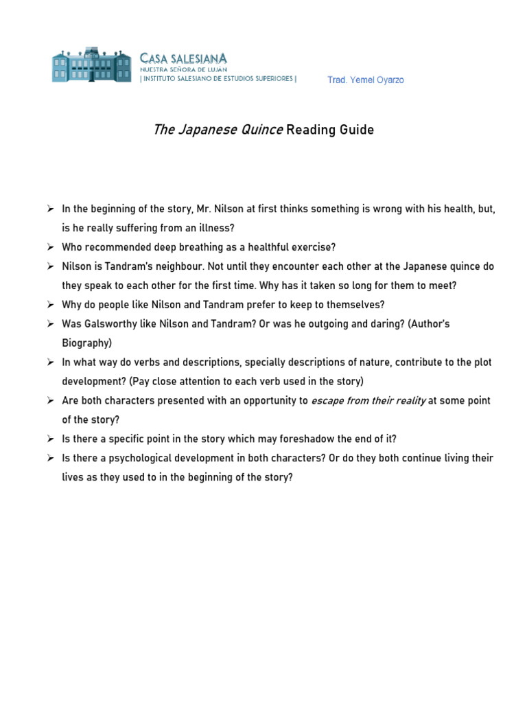 The Japanese Quince Reading Guide | PDF