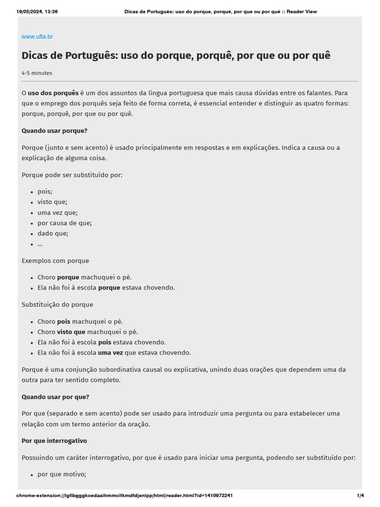 Dicas de Português_ uso do porque, porquê, por que ou por quê | PDF ...