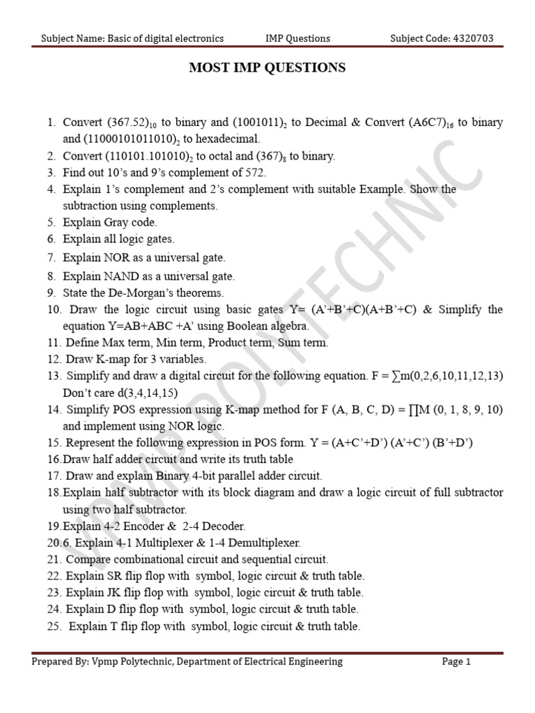 Bde Imp Questions | PDF