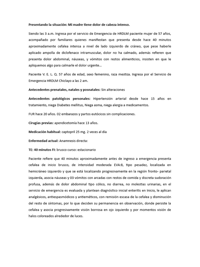 Caso Clinico Ii | PDF | Dolor de cabeza | Diarrea Caso Clinico Ii | PDF | Dolor de cabeza | Diarrea