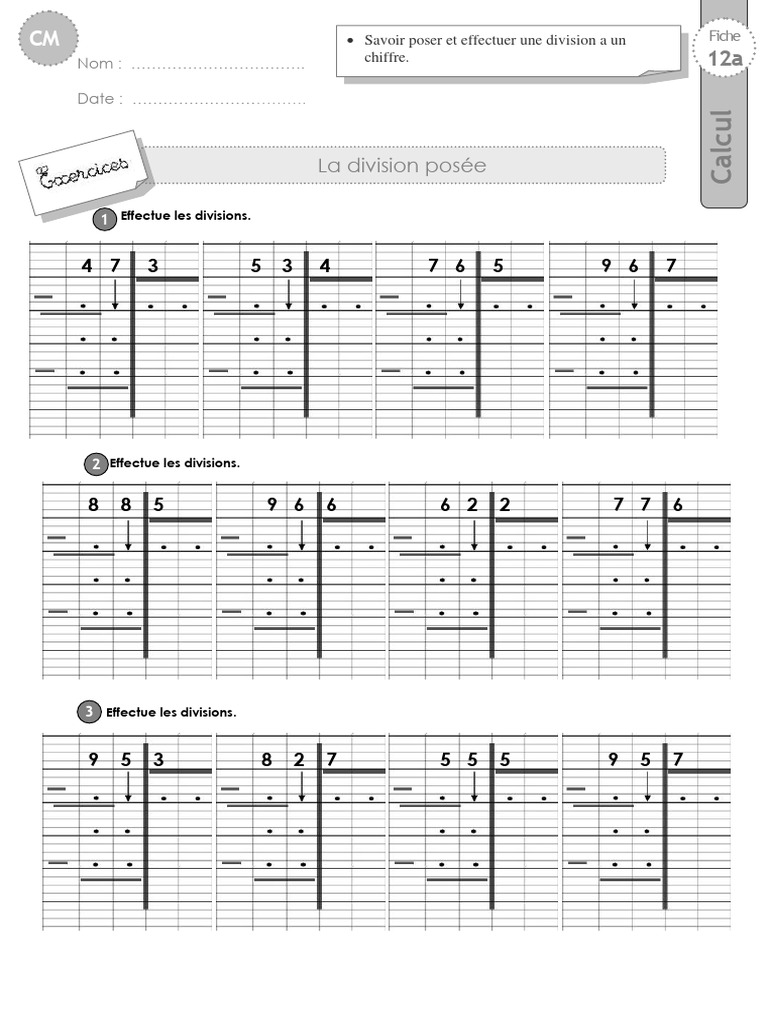 Exercices de division pour CM1 | PDF | Méthodes et références pédagogiques
