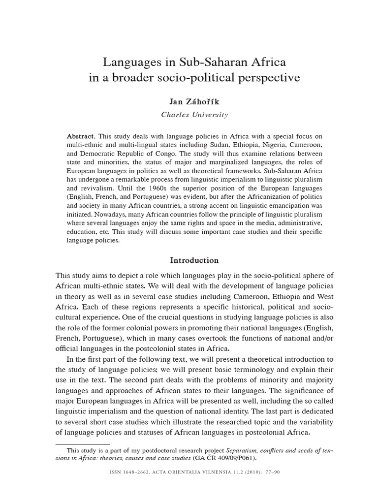 Language Policies in Sub-Saharan Africa | PDF | West Africa | Africa