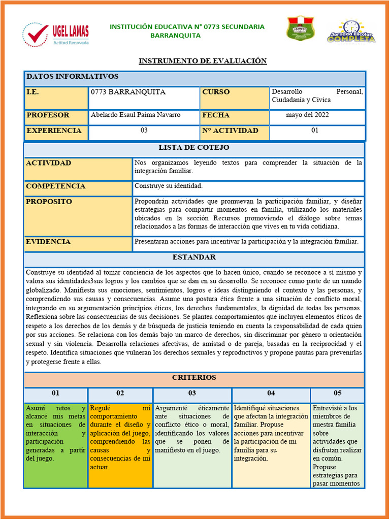 (3y4) 3 Instrumento de Eval. de DPCC | PDF | Moralidad