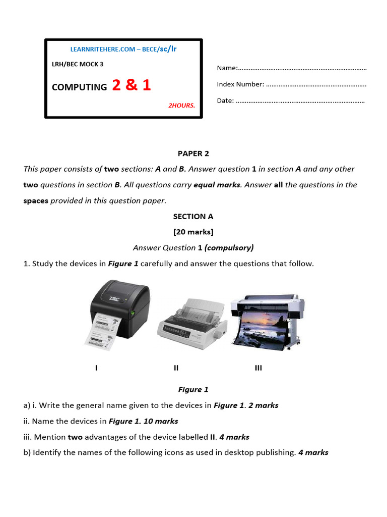 Computing Mock 3 Pdf Computer Data Storage Barcode