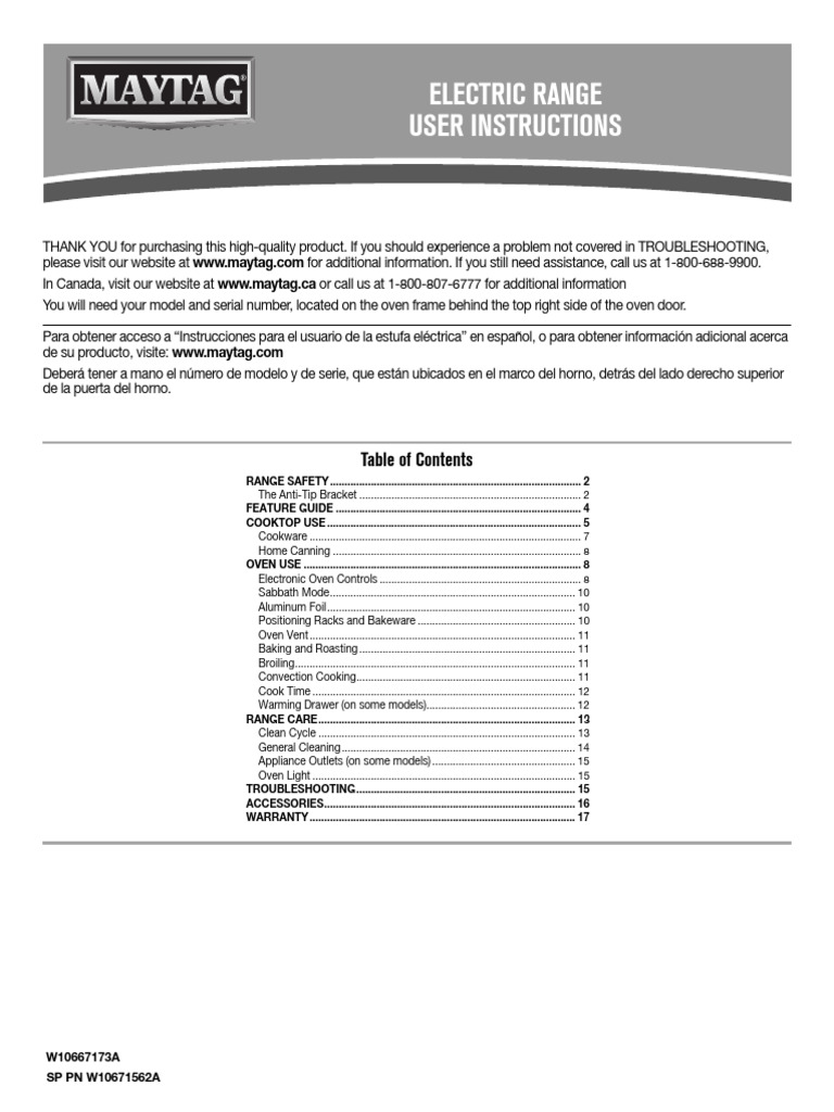 Maytag Electric Range User Manual | PDF | Cookware And Bakeware | Food ...