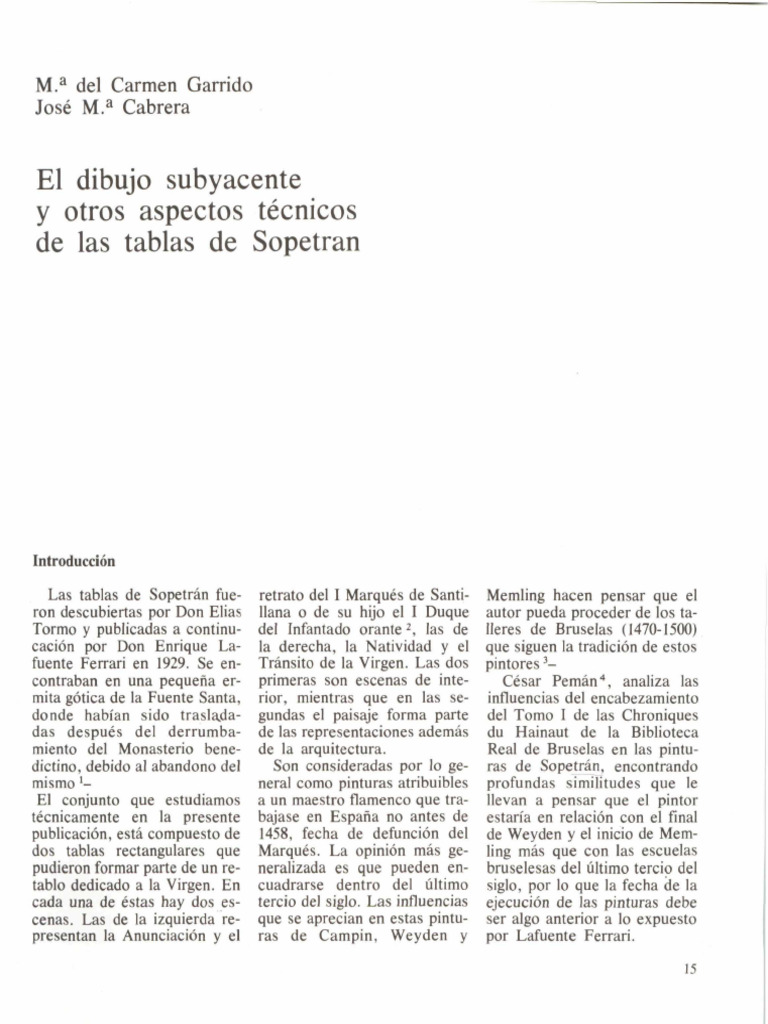 El Dibujo Subyacente y Aspectos Técnicos Tablas de Sopetran | PDF ...