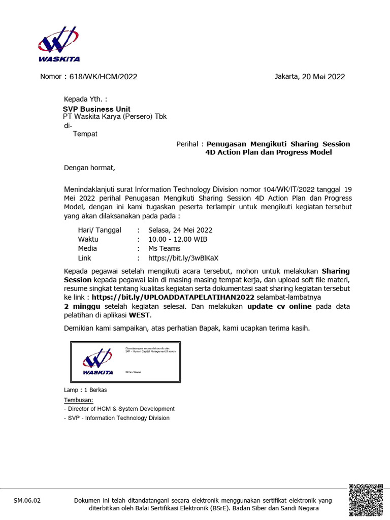 618-WK-HCM-2022 Penugasan Mengikuti Sharing Session 4D Action Plan Dan Progress Model | PDF