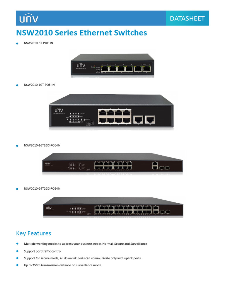 UNV NSW2010 Series Ethernet Switches V1.01 | PDF | Network Switch ...