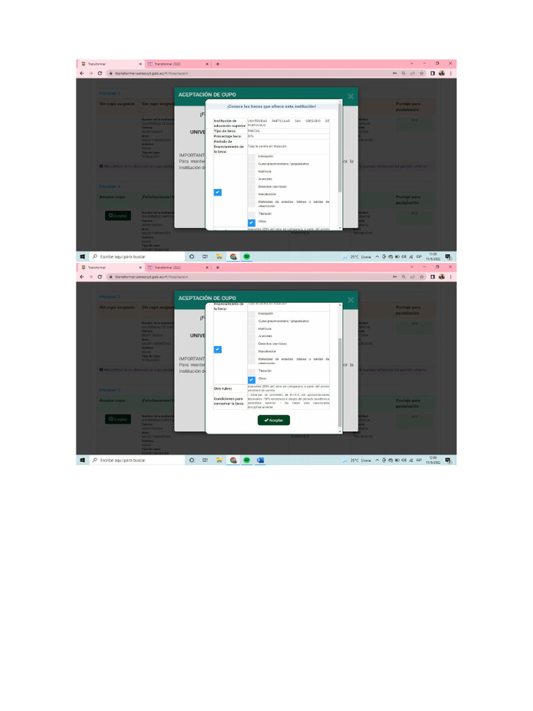 Aceptacion Cupo | PDF
